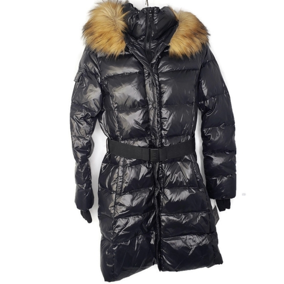 s13 | Jackets & Coats | Nwt S3 Chalet Puffer Coat Belt Faux Fur Hood ...
